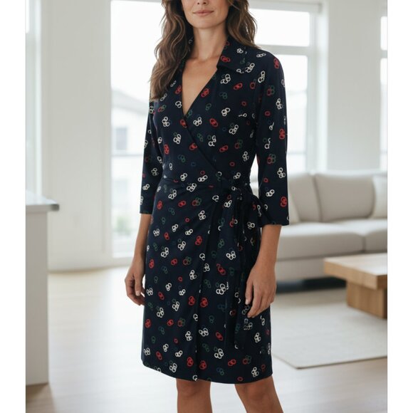Esprit | Dresses | Vintage Esprit Classic Wrap Dress In Navy Ring ...